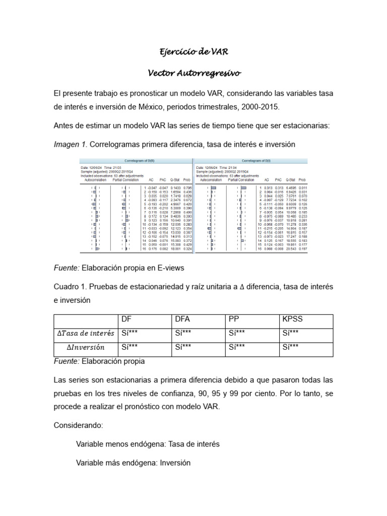 Ejercicio de VAR - Samuel Isaí Castro Uitz | PDF | Diferencia ...