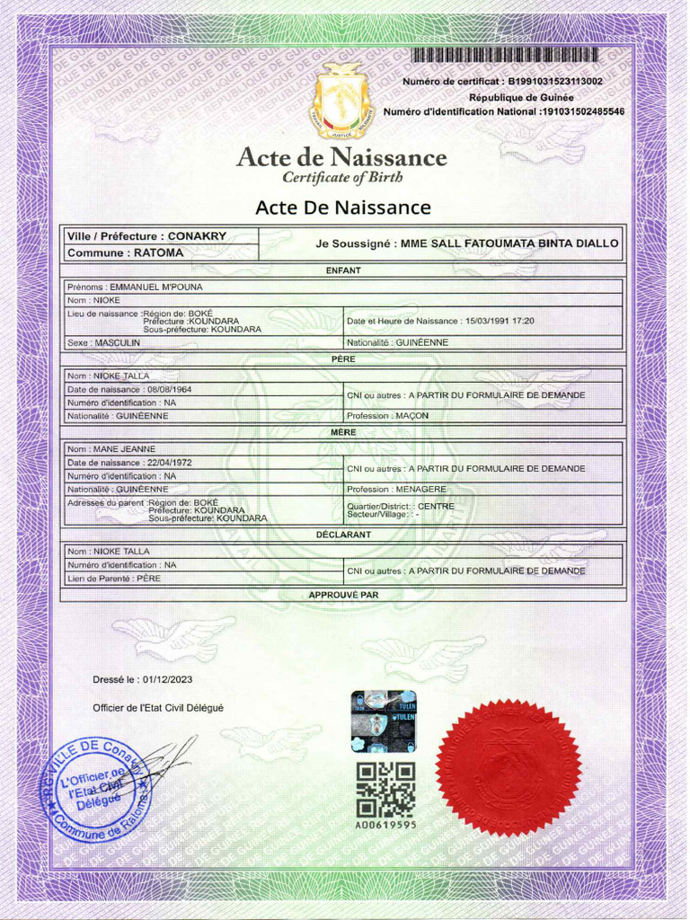 Extrait D'acte de Naiss | PDF