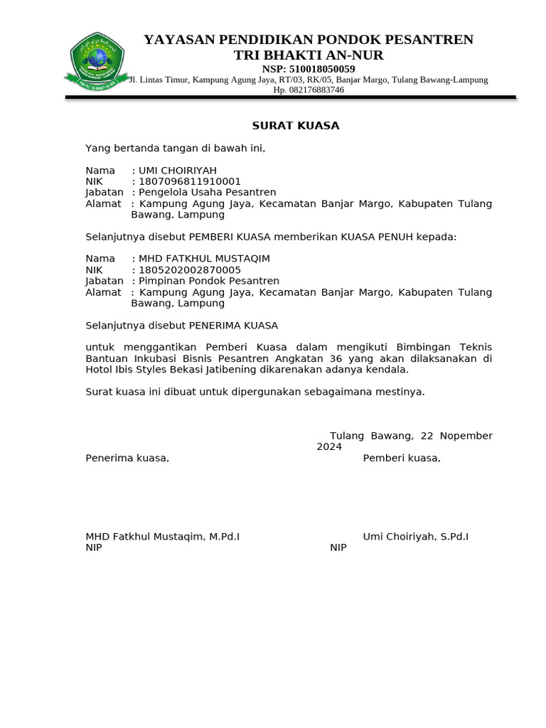 Format Surat Kuasa Biasa | PDF