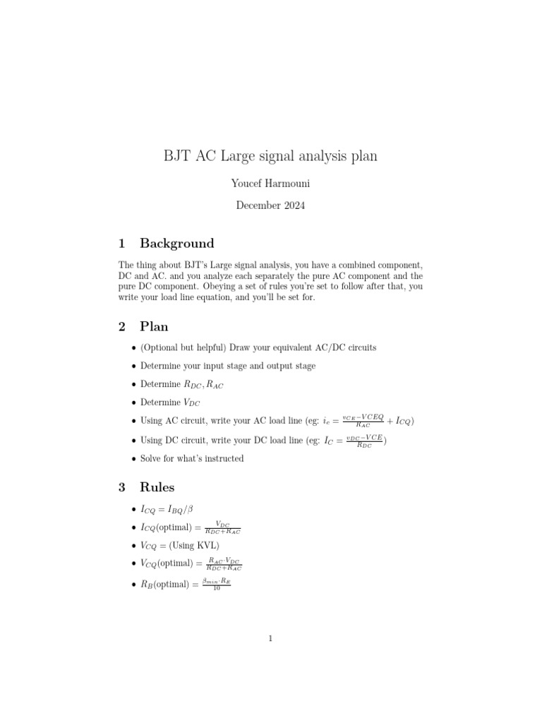 BJT Large Signal AC Analysis Guide | PDF