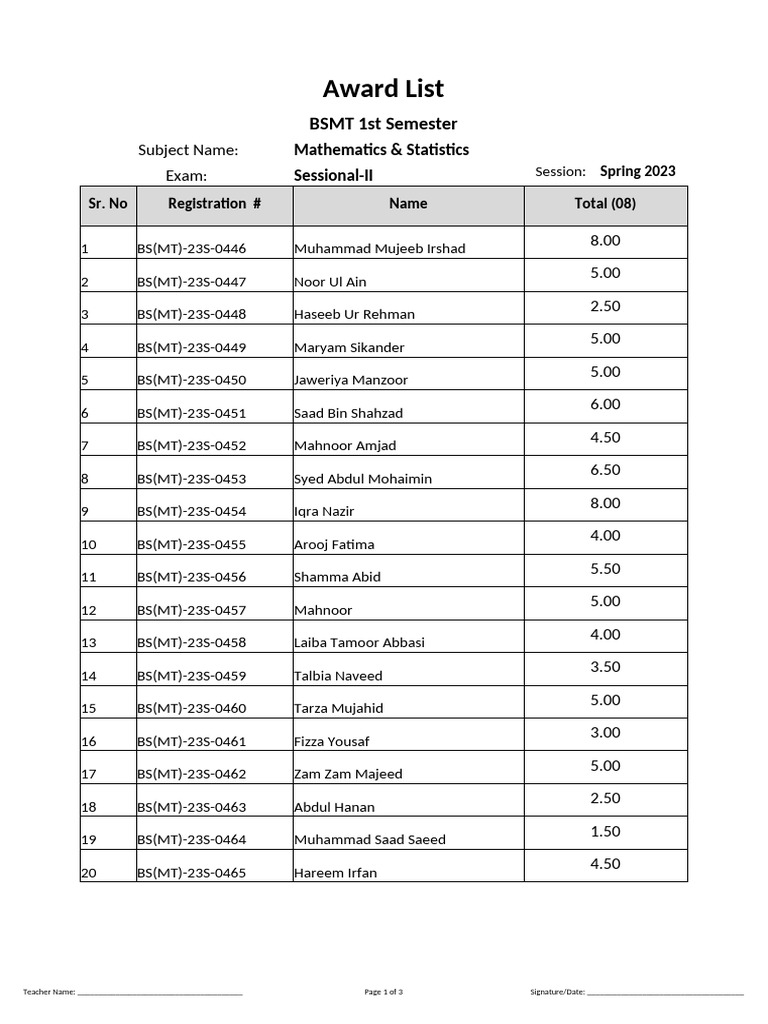1st Semester Mathematics Statistics | PDF