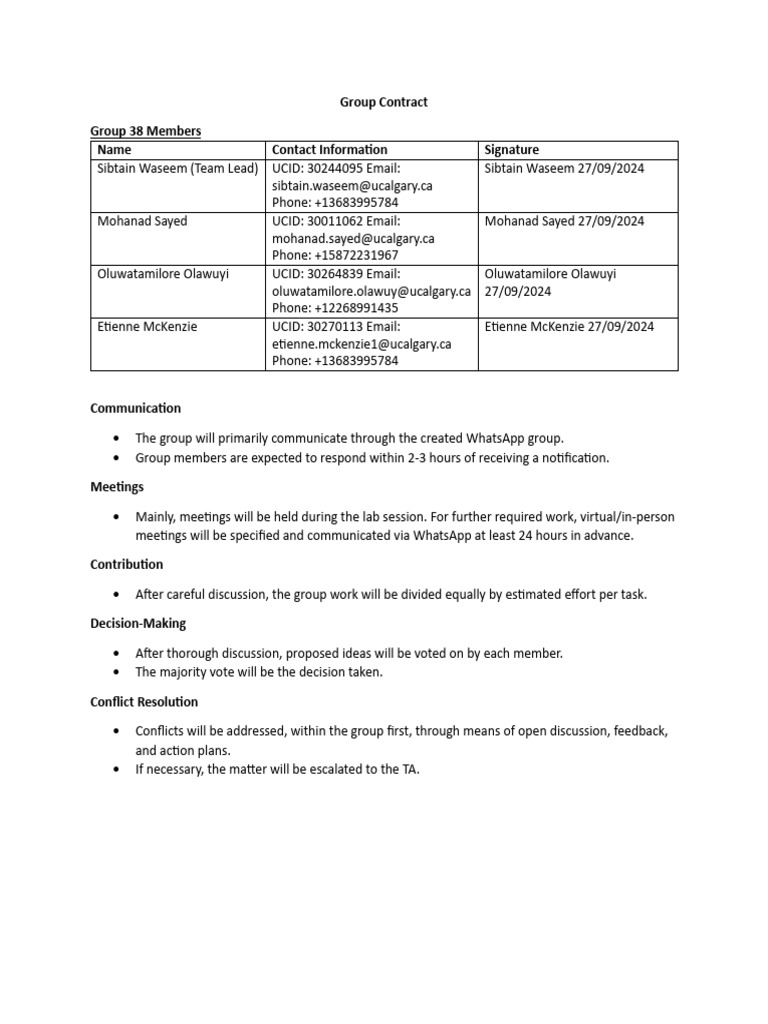 Group Contract | PDF