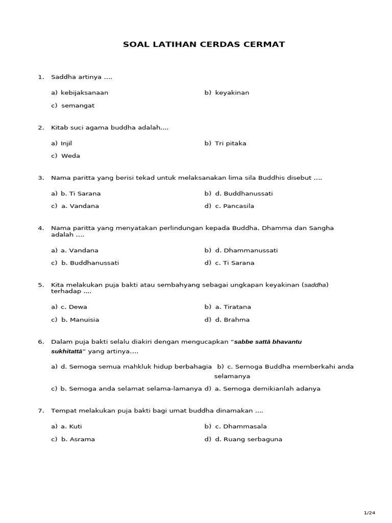 Soal Latihan Cerdas Cermat Tingkat SD PG 100 Nomor _ Quizizz | PDF