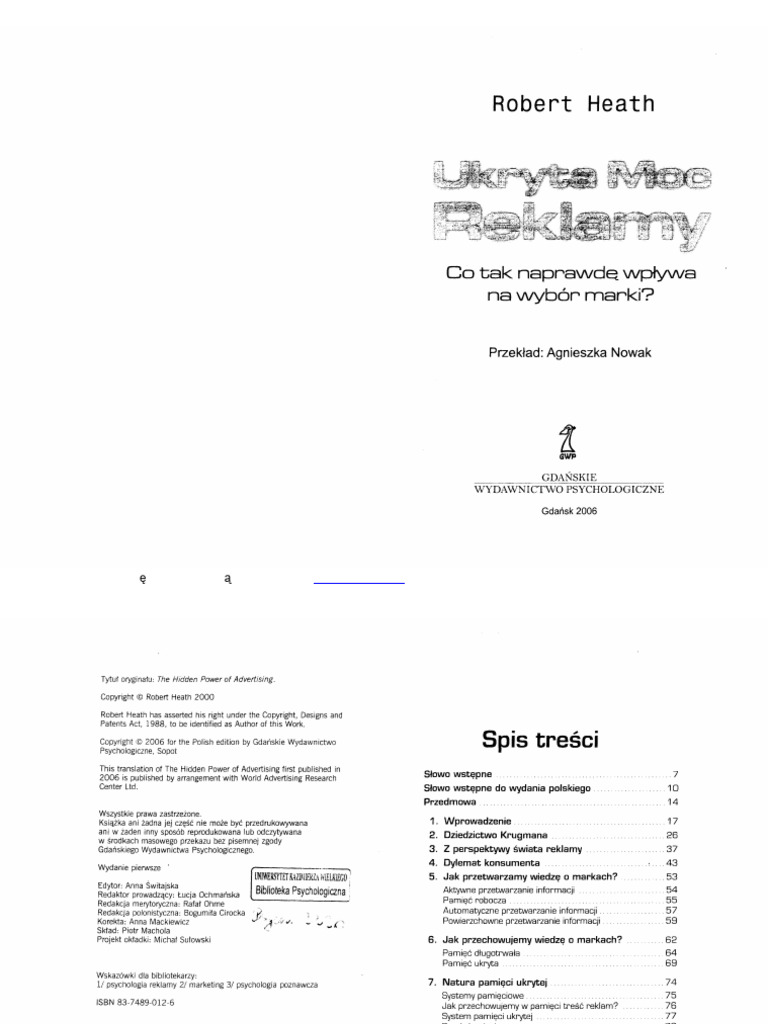 Ukryta Moc Reklamy (R. Heath) | PDF