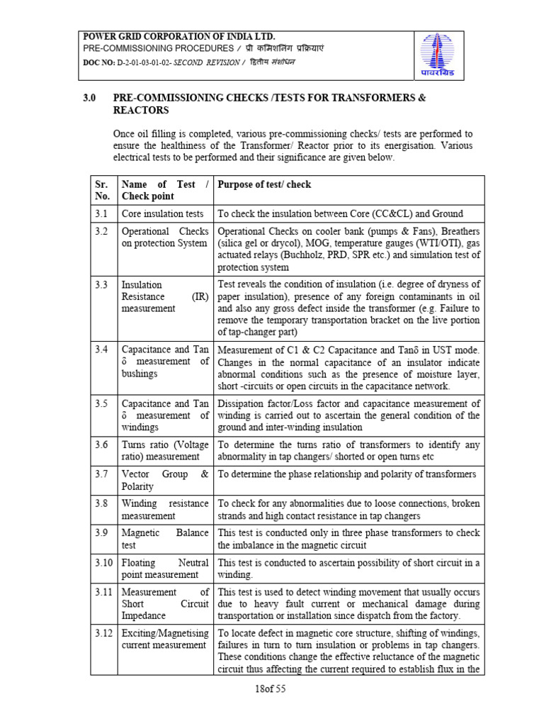 PGCIL Commissioning Procedures-24-38 | PDF | Transformer | Inductor