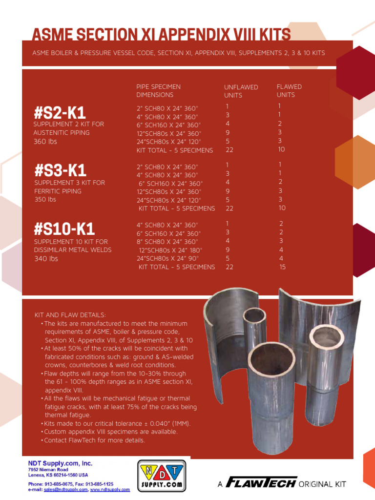FlawTech ASME Sec XI Appendix VIII Kits | PDF | Physical Sciences | Industrial Processes