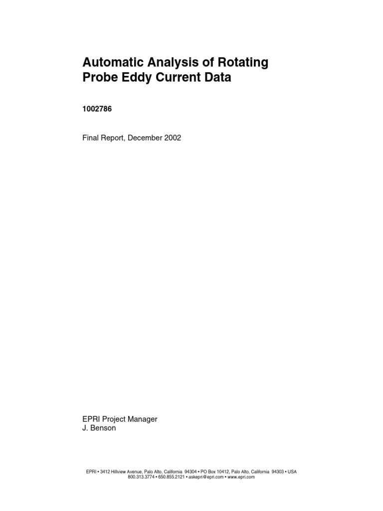 Automatic Analysis of Rotating Probe Eddy Current Data | PDF ...