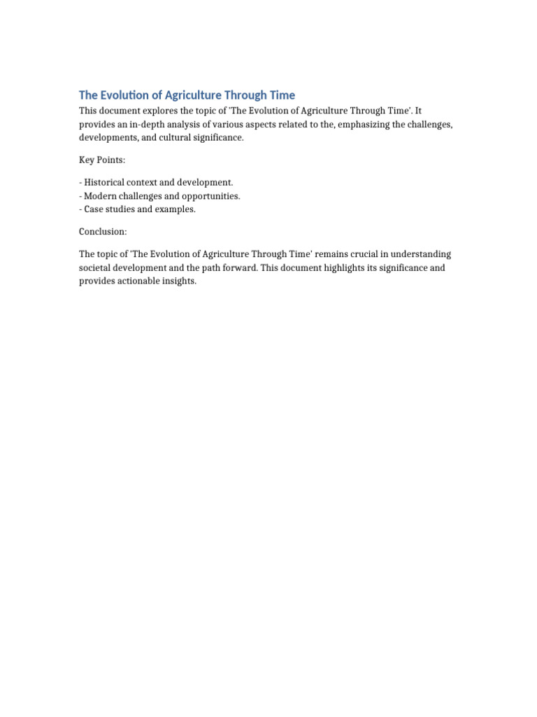 The Evolution of Agriculture Through Time | PDF