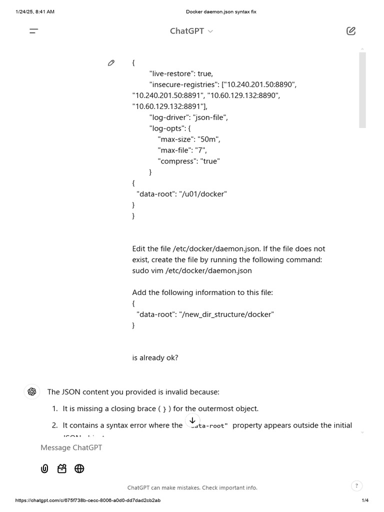 Docker Daemon - Json Syntax Fix | PDF | Computing | Computer Programming