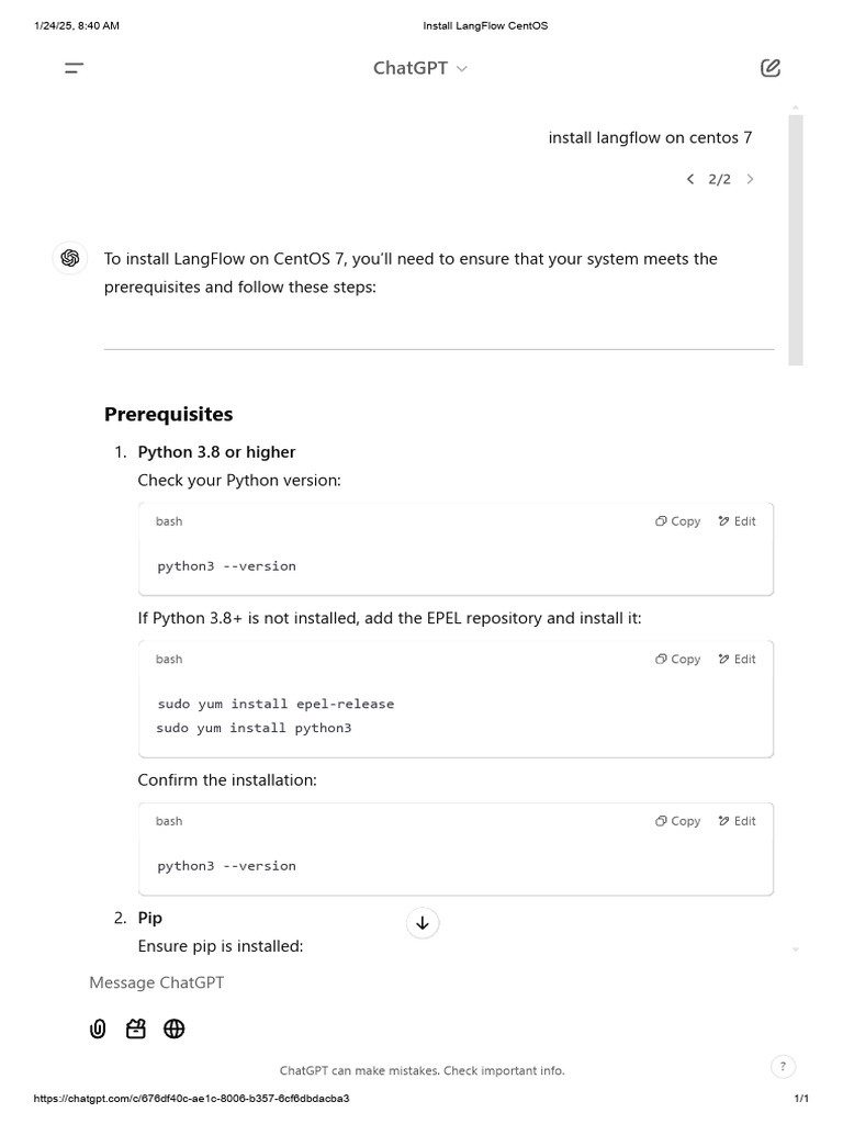 Install LangFlow on CentOS 7 | PDF