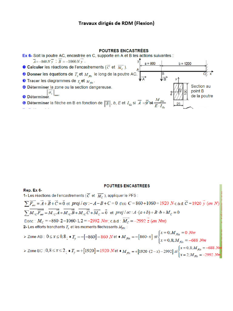 TD de RDM Flexion Exercice 6 Et Corrigé | PDF