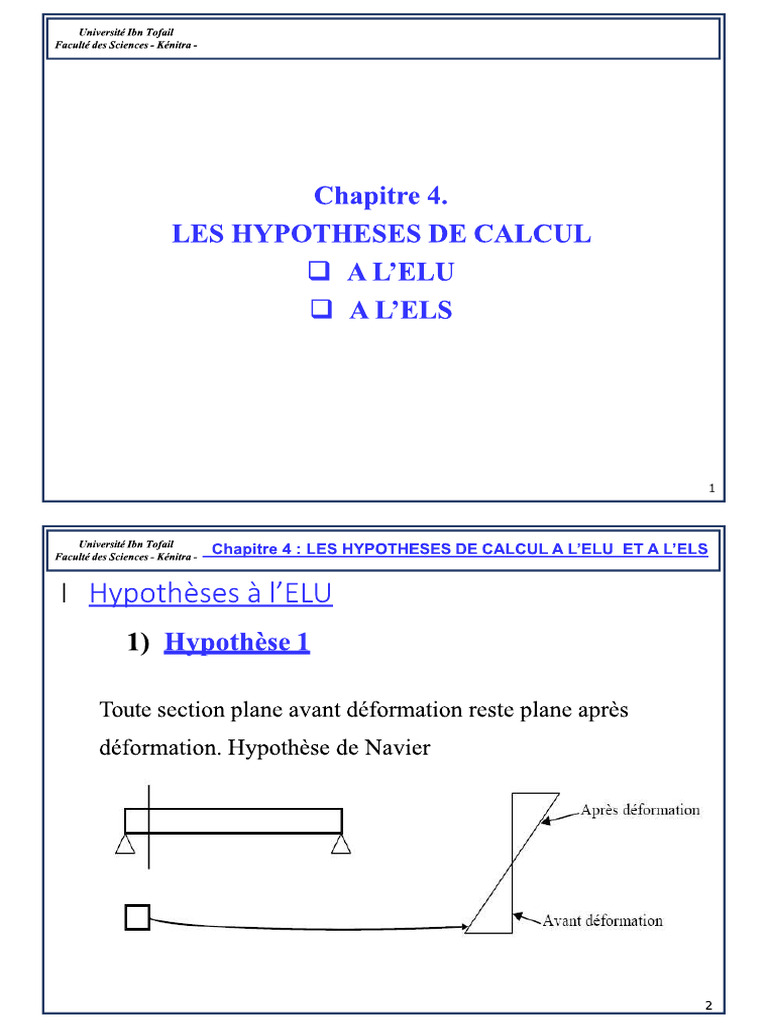 Tirage-Chapitre4-LES HYPOTHESES DE CALCUL-ELU_ELS-2022-2023-2P | PDF