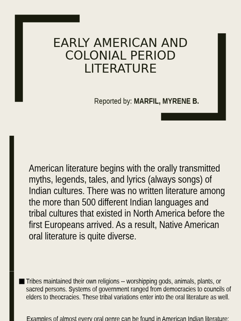 Early American Literature Overview | PDF | Christopher Columbus ...