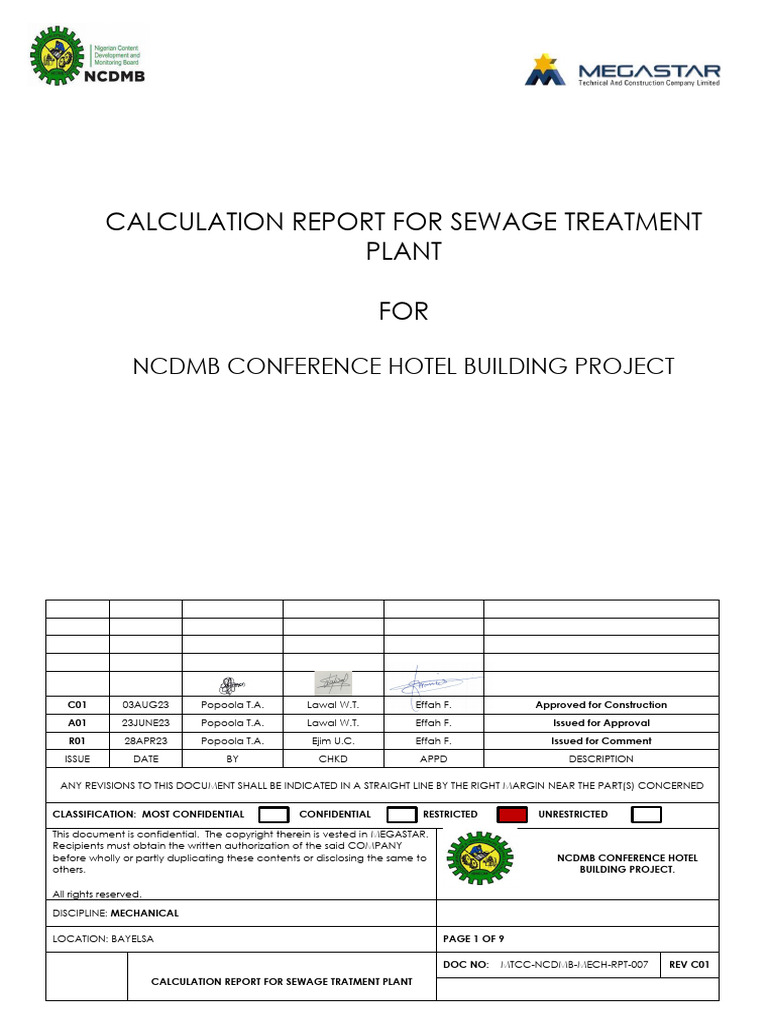 Calculation Report For Sewage Treatment Plant | PDF | Biodegradable ...