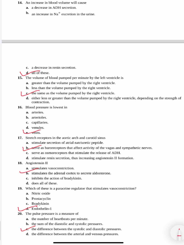 Physio questions | PDF | Heart Valve | Blood Pressure