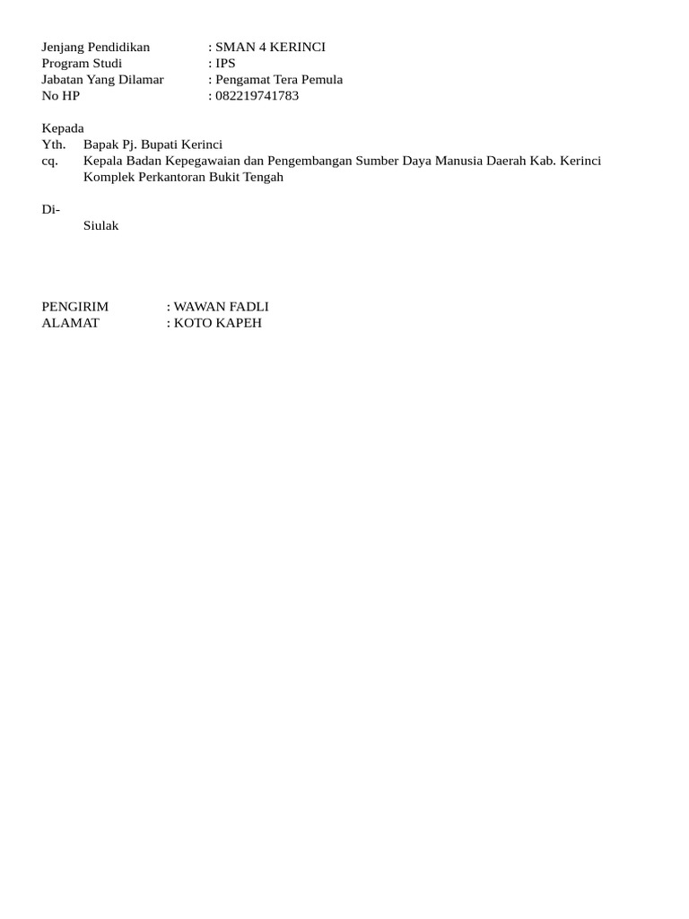 Contoh Penulisan Di Amplop | PDF