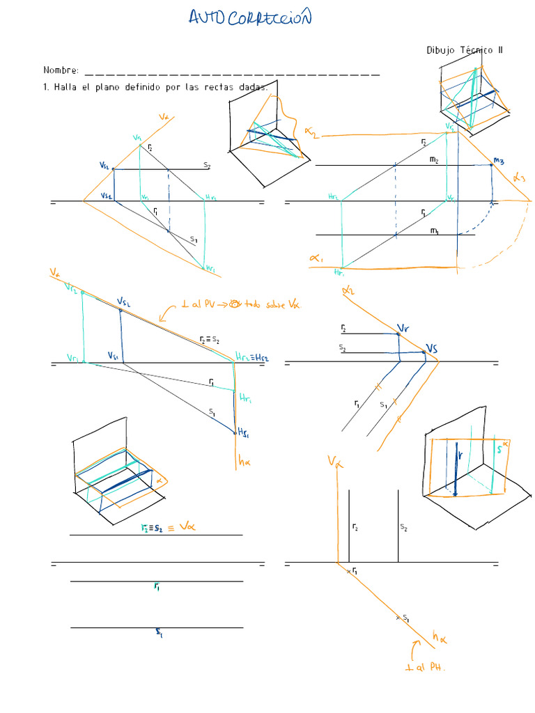 Ejercicios - Plano - Sistema Diédrico | PDF
