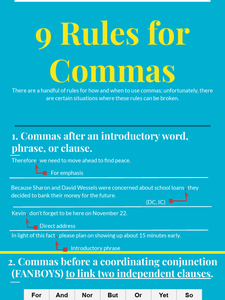 9 Rules of Commas | PDF | Comma | Linguistics