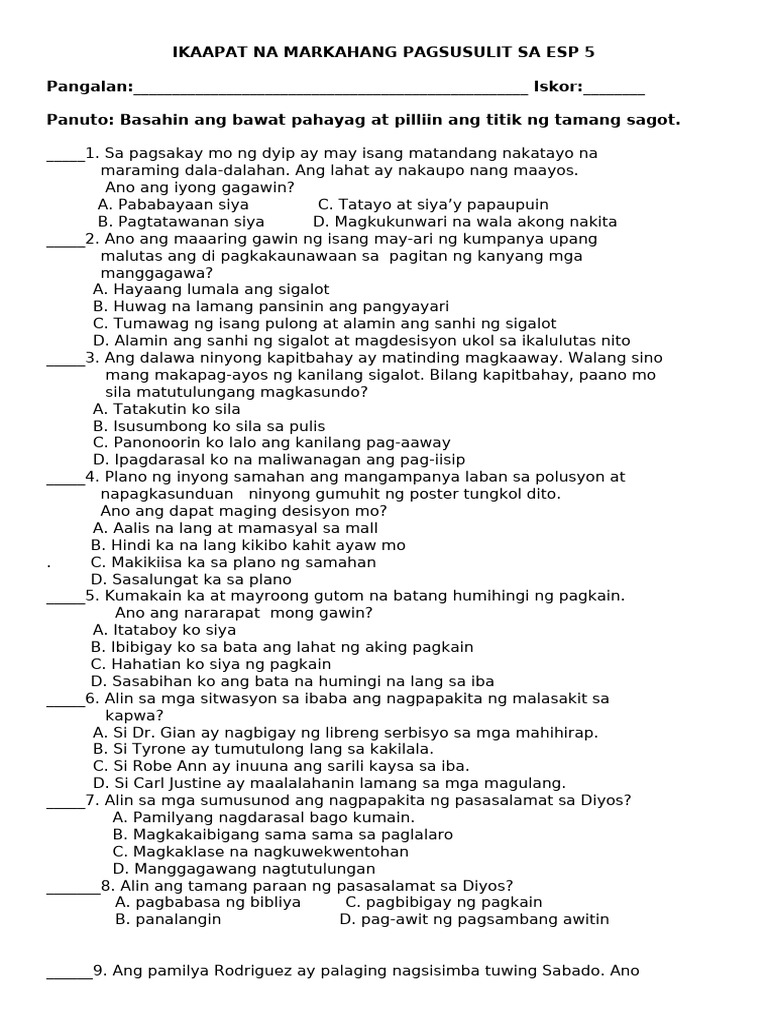 4TH Quarter TQS Esp | PDF