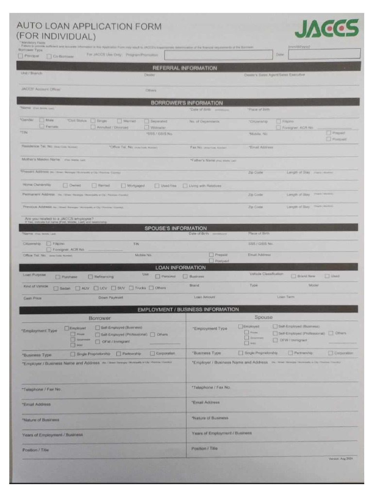 Appli Cat i o Form 012425 | PDF