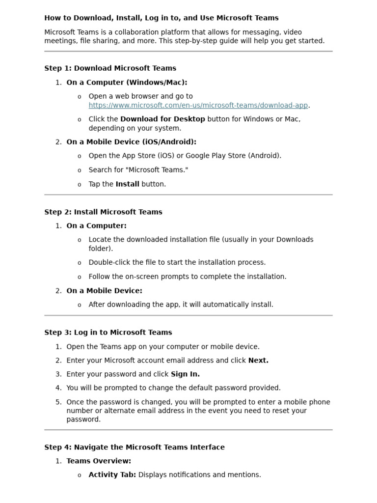 Microsoft Teams Setup Guide | PDF | Ios | Installation (Computer Programs)