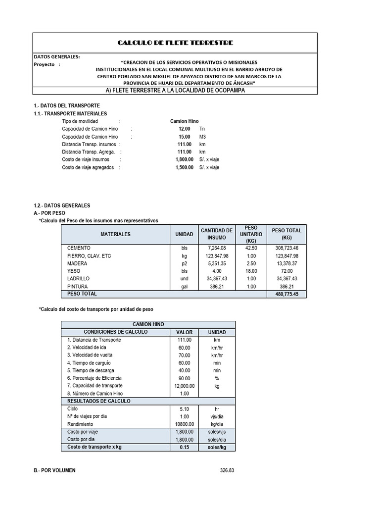 Flete Terrestre | PDF | Ingeniería de Edificación | Materiales de construcción