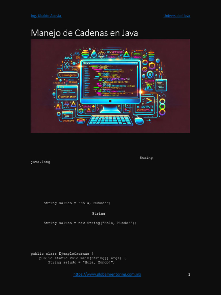 03 01 00 ManejoCadenas UJ | PDF | Java (lenguaje de programación) | Cadena (informática)