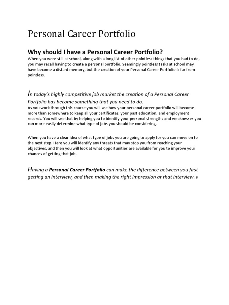 Personal Career Portfolio | PDF | Résumé | Employment