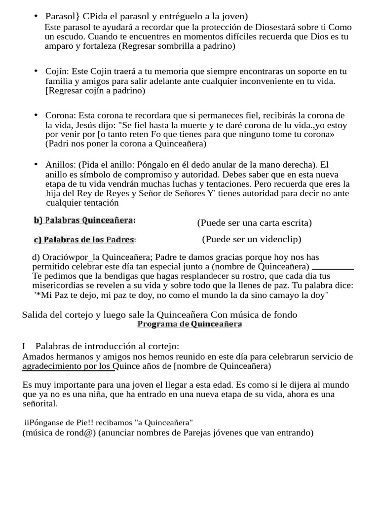 Ceremonia Programa de Quinceanera 3 2 638 | PDF