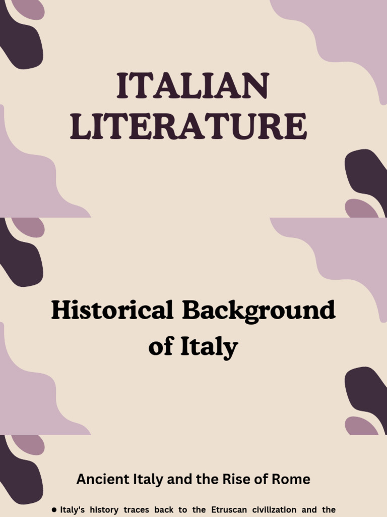 Italian Literature | PDF | Italy | Renaissance
