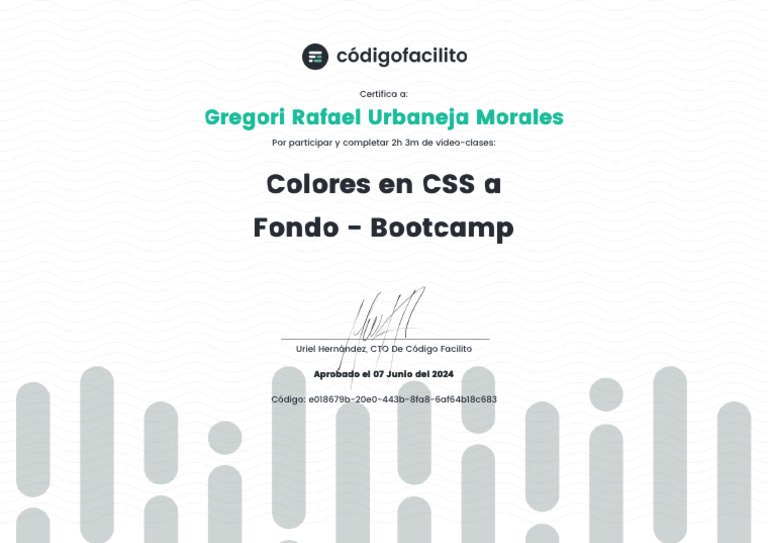 Certificado: Curso Colores CSS | PDF
