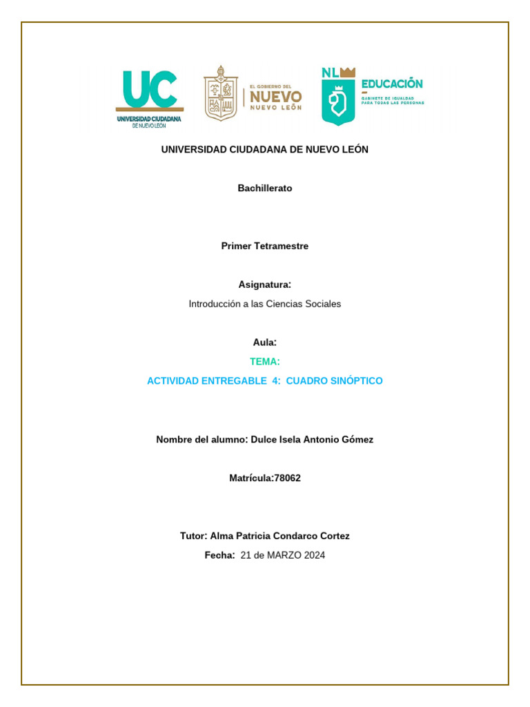 Ejem 3 Cuadro Sinoptico 4.1 y 4.2 | PDF | Sociedad | Comportamiento