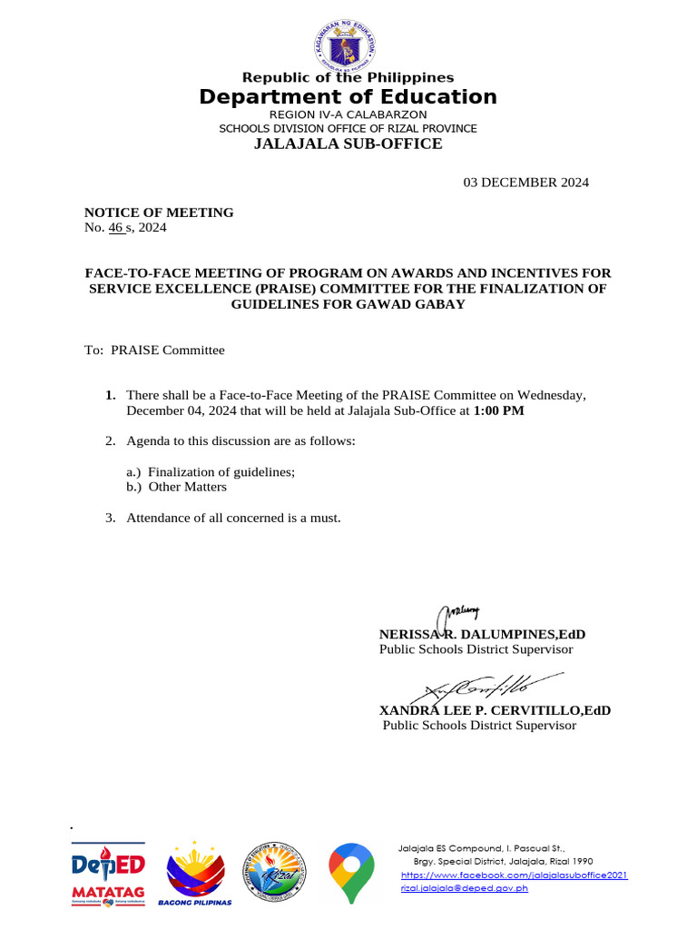 NOTICE OF MEETING No. 46 | PDF