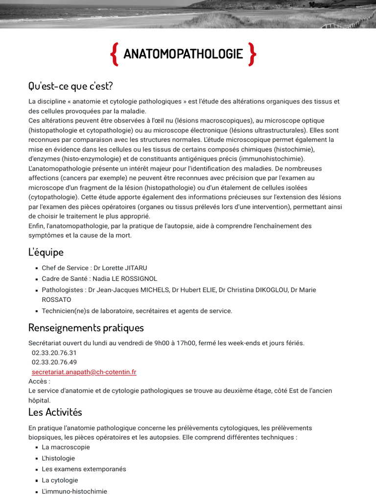 Anatomopathologie : Techniques et Activités | PDF | Histologie | Cancer