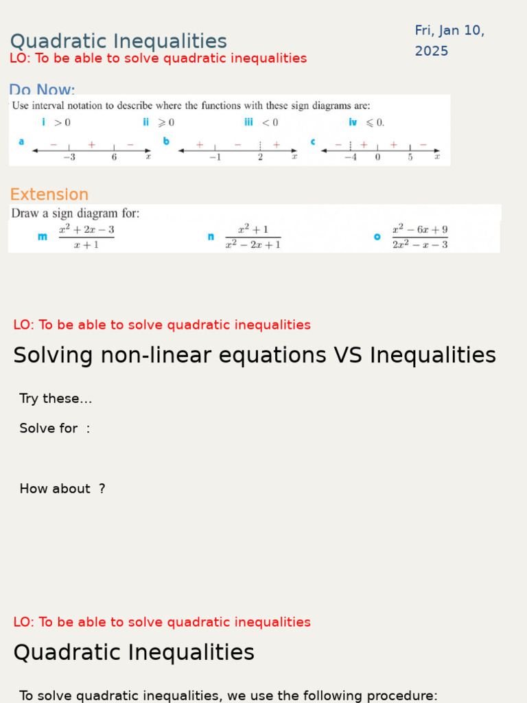L3 Quadratic Inequalities | PDF