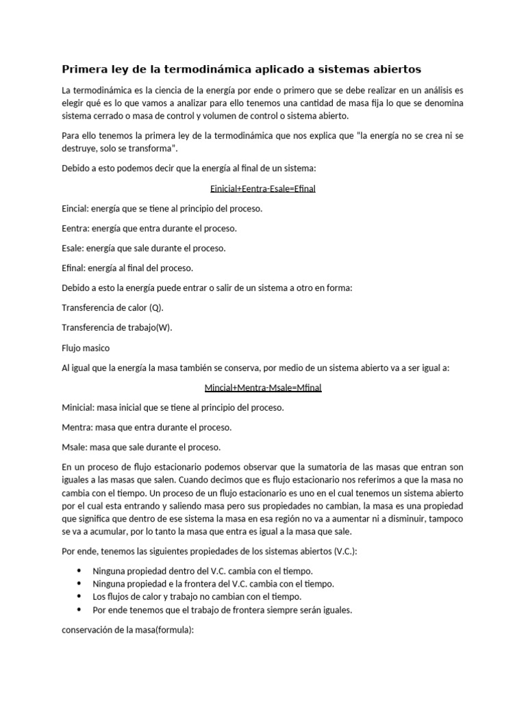 Termodinámica en Sistemas Abiertos | PDF | Entropía | Termodinámica