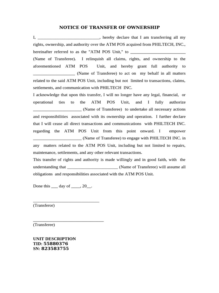 Transfer of Ownership | PDF