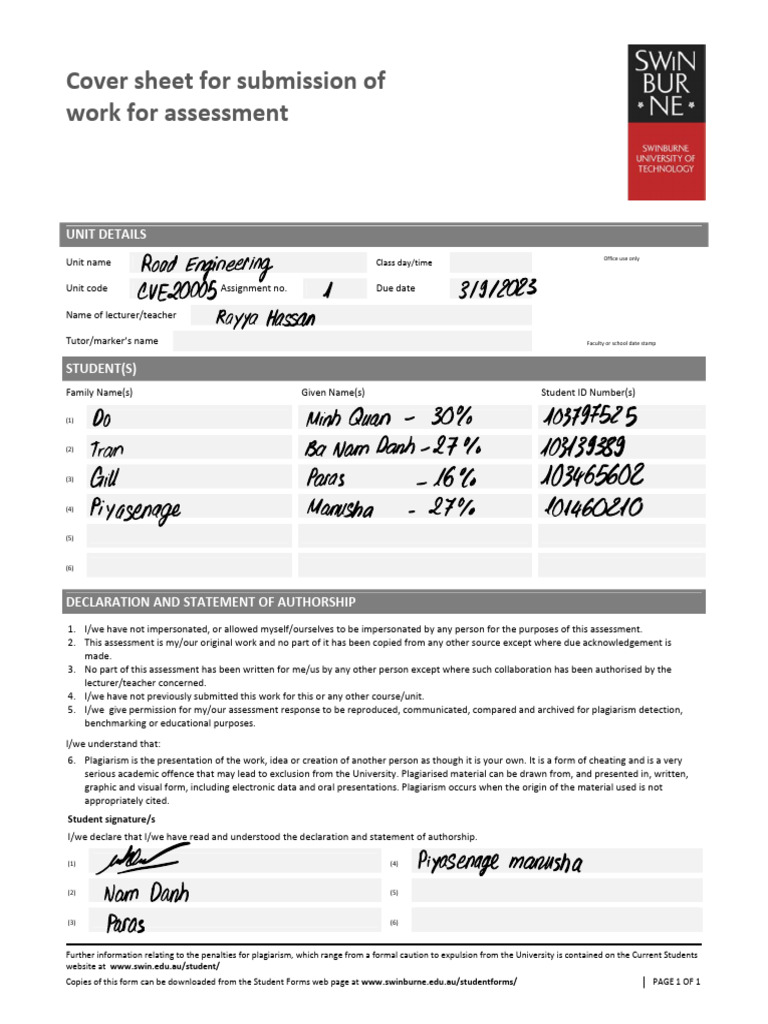 Group 19 - Assignment 1 | PDF | Road | Plagiarism