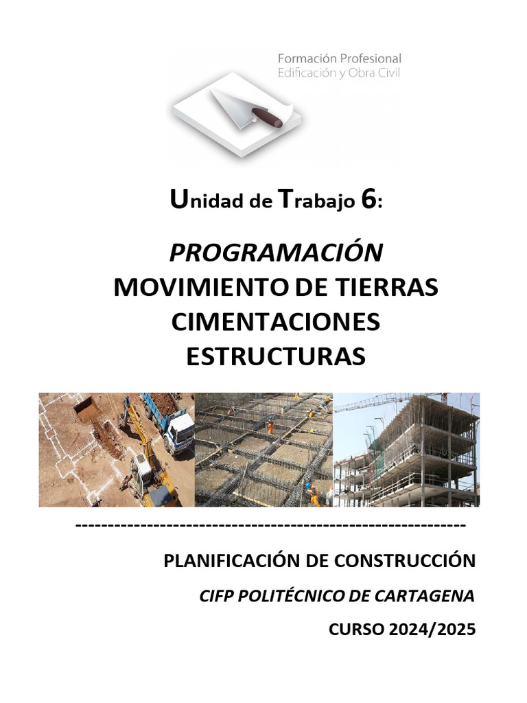 Ut06 Prog Mov Cim Estr 2024 2025 | PDF | Fundación (Ingeniería) | Hormigón