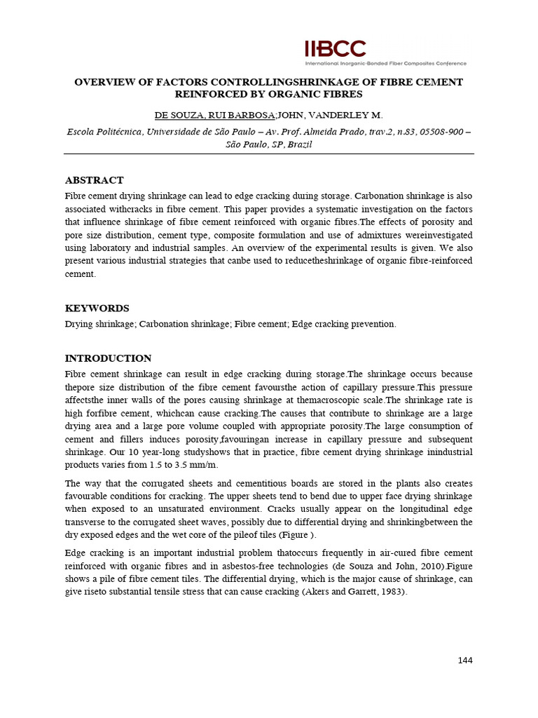 IIBCC2014 Proceedings Overview Factors Controlling Shrinkage Fiber ...