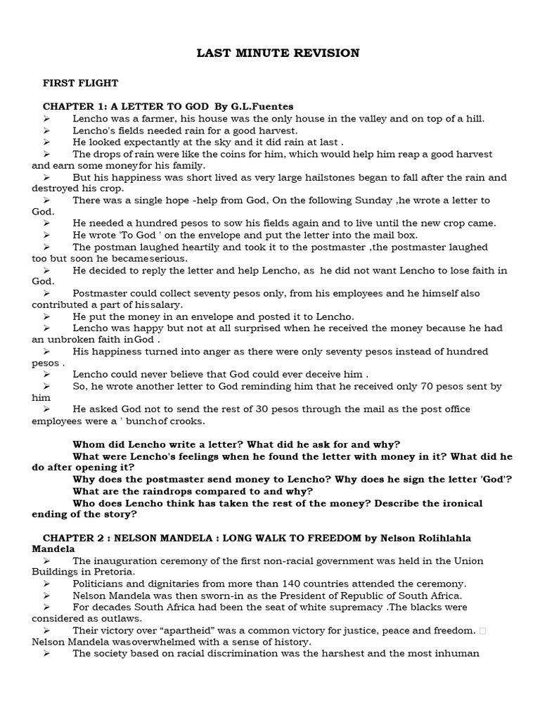 Last Minute Revision X ENG-1 | PDF | Poetry | Tea