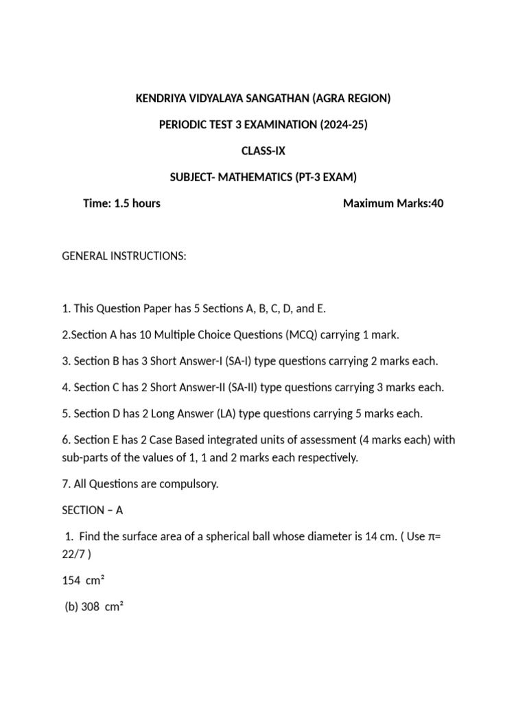 Class Ix Maths Pt3 Final | PDF | Rectangle | Circle