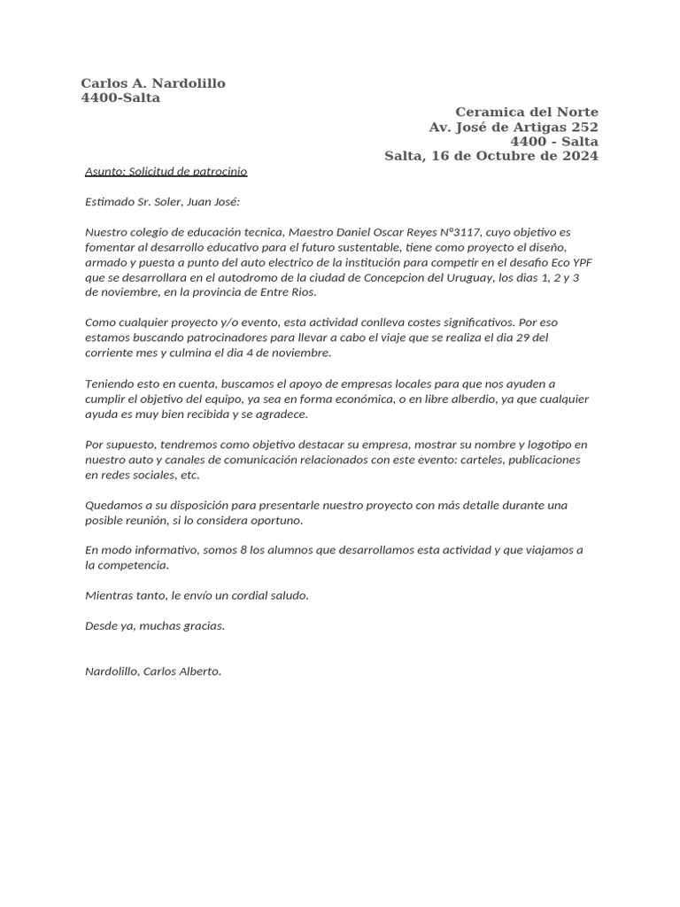 nota de patrocinio | PDF