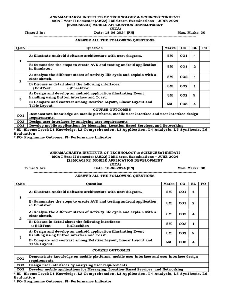 MAD Mid1 Question Paper | PDF | Systems Engineering | Mobile Software