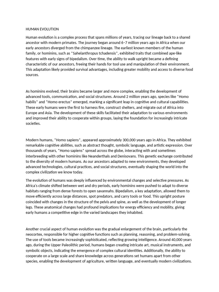 Human Evolution Pdf Homo Human Evolution