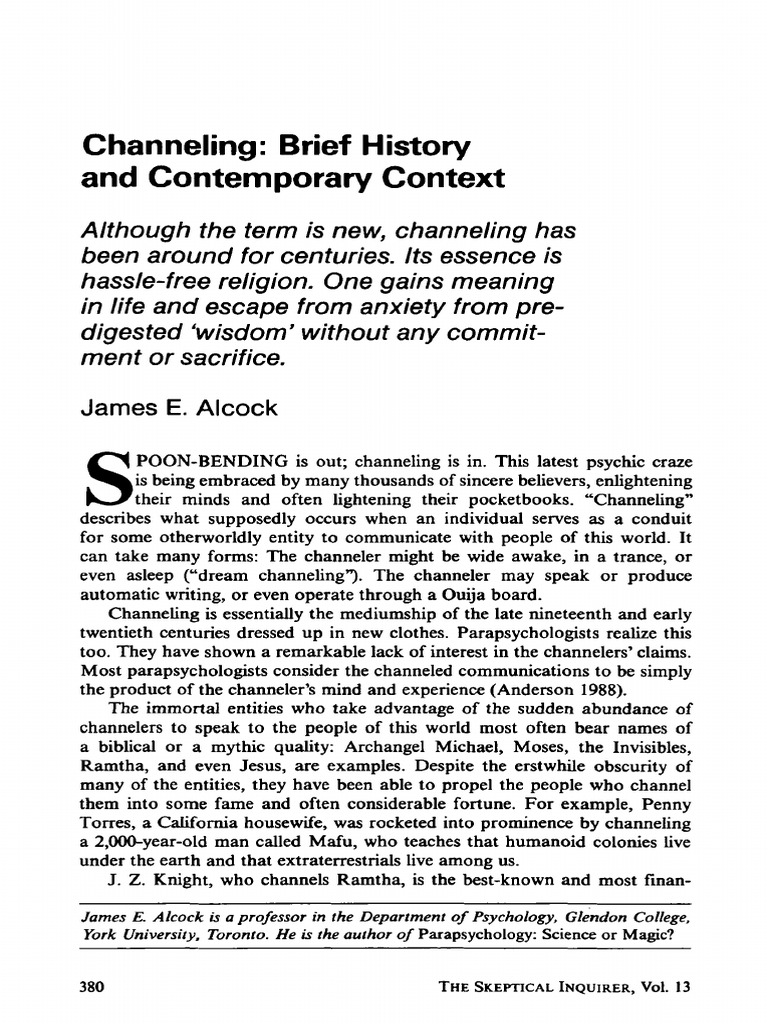 Channeling Brief History James Alcock | PDF | Mediumship