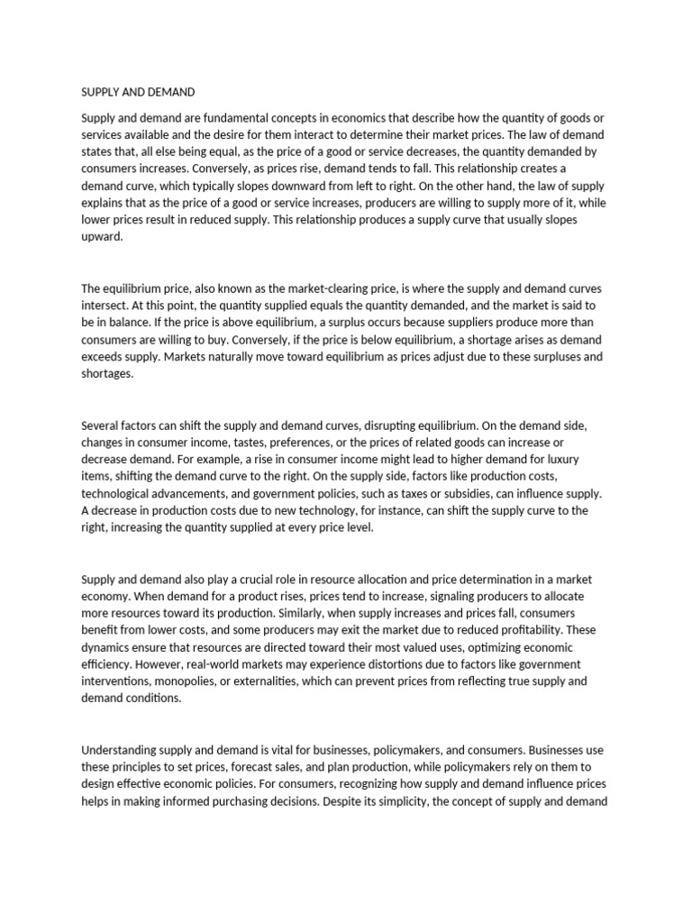SUPPLY AND DEMAND | PDF | Supply And Demand | Demand