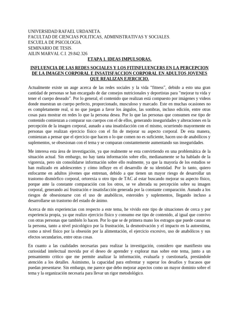 Ideas Impulsadoras Etpa 1 Tesis | PDF | Sicología | Conceptos psicologicos