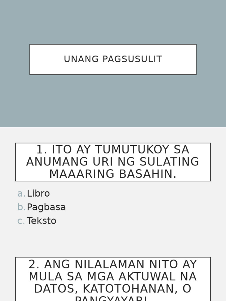 Unang Pagsusulit | PDF