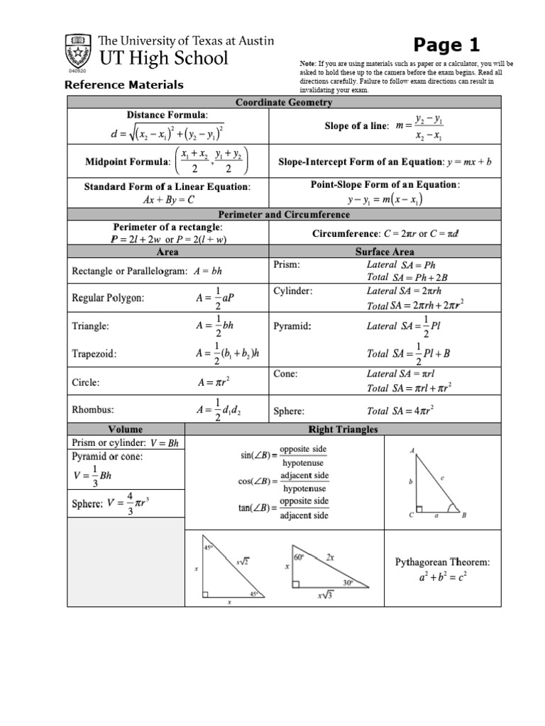Geom B Final Exam Print Able Materials Template | PDF